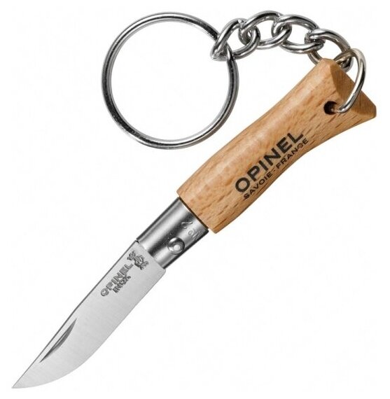 Нож-брелок Opinel №2, нержавеющая стaль, бук