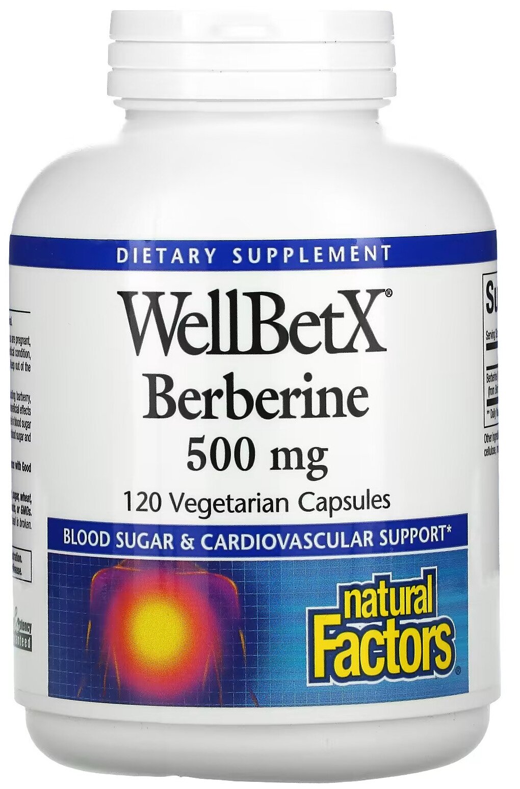 Берберин WellBetX, 500 мг, 120 вегетарианских капсул, Natural Factors
