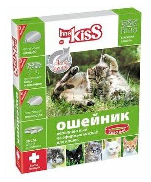 М. Кисс Ошейник для кошек репеллентный 38см красный