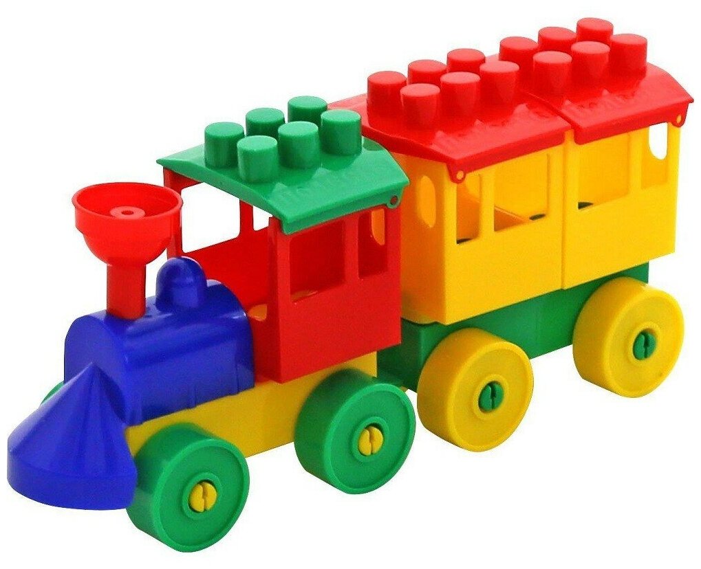 Полесье Конструктор Паровоз с одним вагоном 2037 с 3 лет