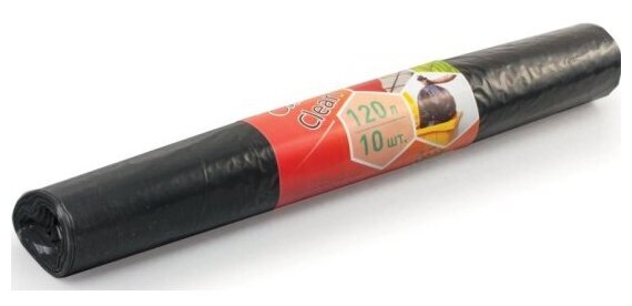 Мешки для мусора Концепция Быта "EcoClean", 120 л, черные, в рулоне 10 шт, ПВД, 25 мкм, 68х102 см