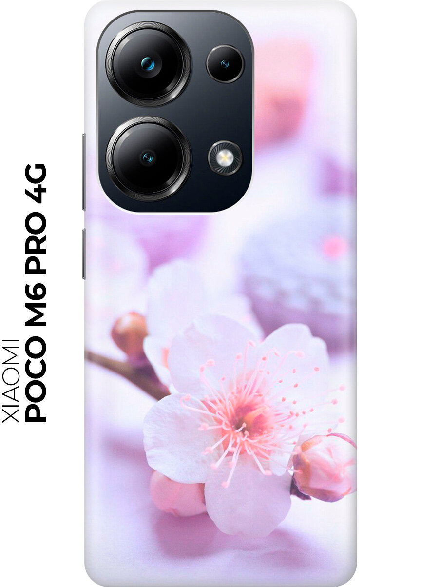 Силиконовый чехол на Xiaomi Redmi Note 13 Pro 4G / Poco M6 Pro 4G / Сяоми Редми Ноут 13 Про 4г / Поко М6 Про 4г с рисунком "Цветок вишни"