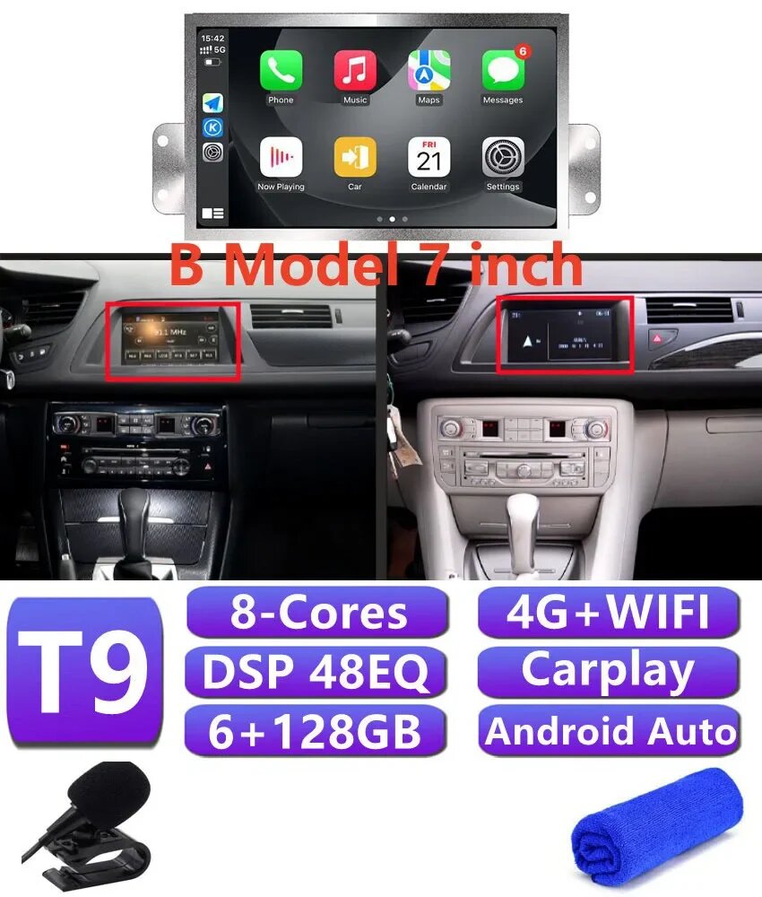 7 "оригинальный стиль Android авто радио мультимедийный плеер аудио авторадио 4G навигация автомобильная стерео головное устройство для Citroen C5 Carplay 7 inch T9 6G 128G