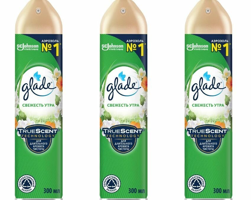 GLADE Освежитель воздуха аэрозоль свежесть утра , 300мл,3 шт