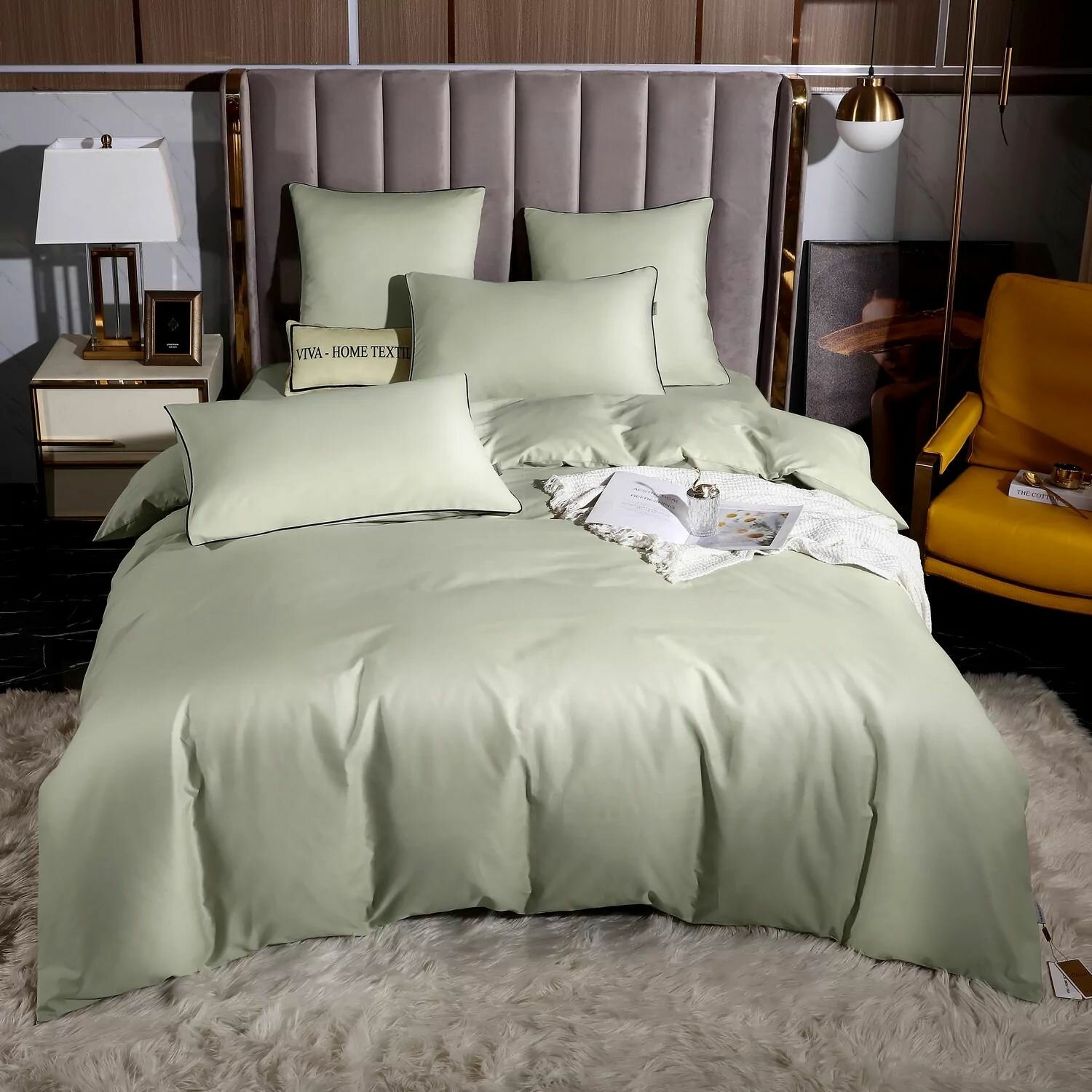 Ситрейд Постельное бельё Однотонный Сатин Элитный на резинке Евро