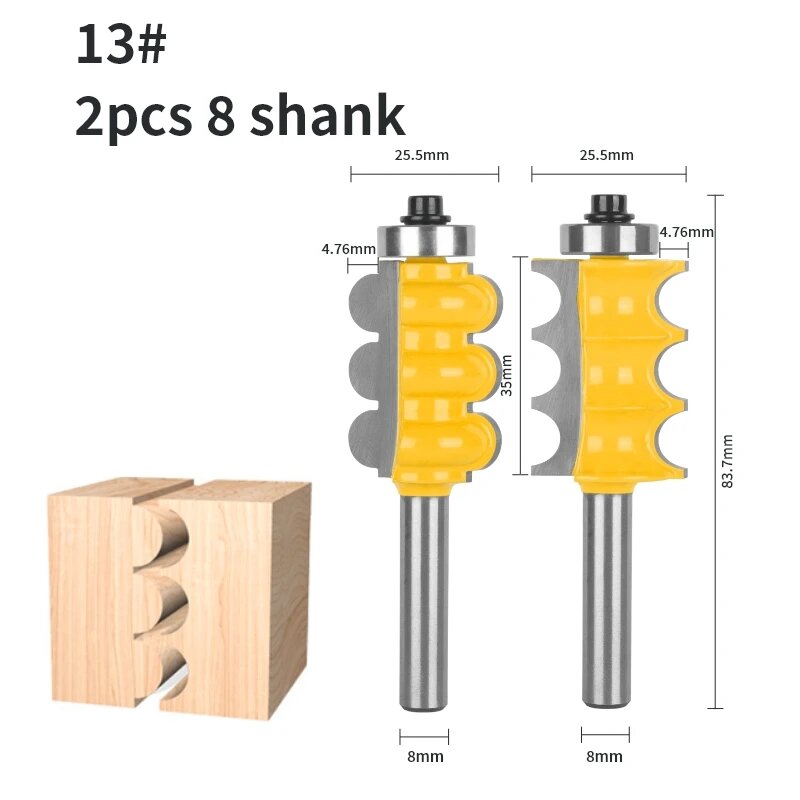 Многофлейка YUSUN, тройная фреза с бусинами, твердосплавные фрезы, деревообрабатывающая фреза для дерева, торцевая фреза, концевая фреза 2pcs 8 shank