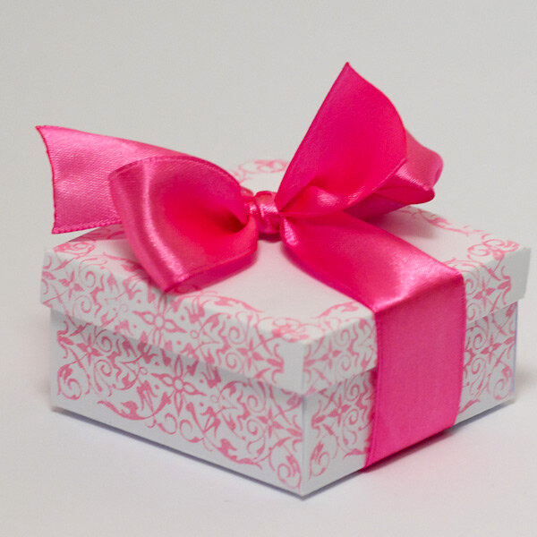 Подарочная коробочка, 6.2х6.2х3.1см, ярко-розовая, 2 шт.