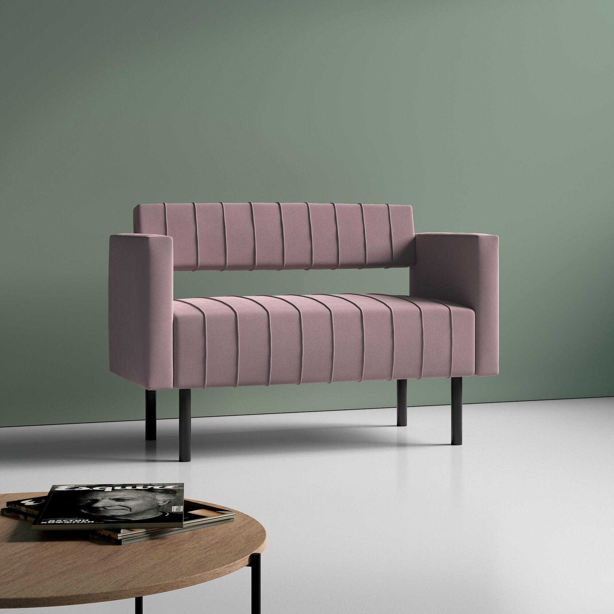 Диван RAIN, на кухню, в холл, в студию, 116 см, антивандальный велюр, пыльная роза