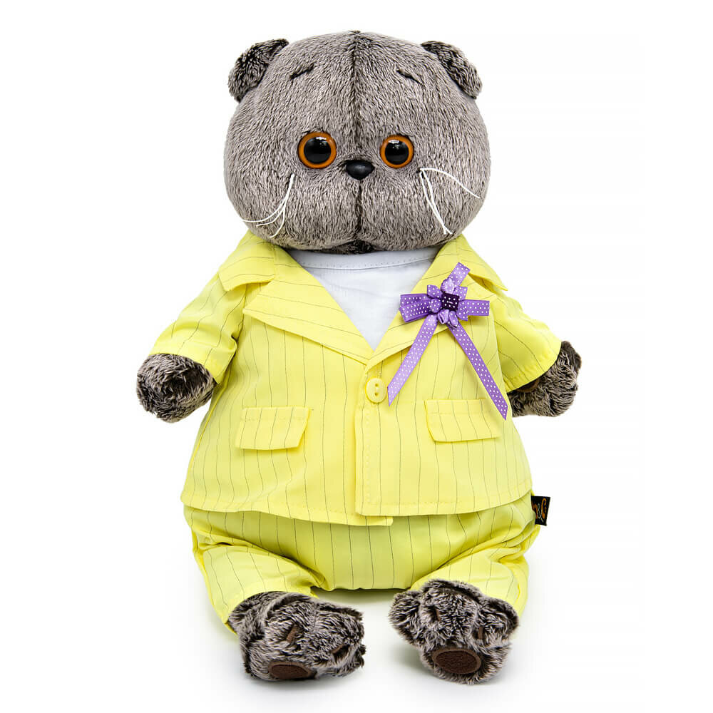 Мягкая игрушка BUDI BASA "Кот Басик", в костюме в полоску 19см