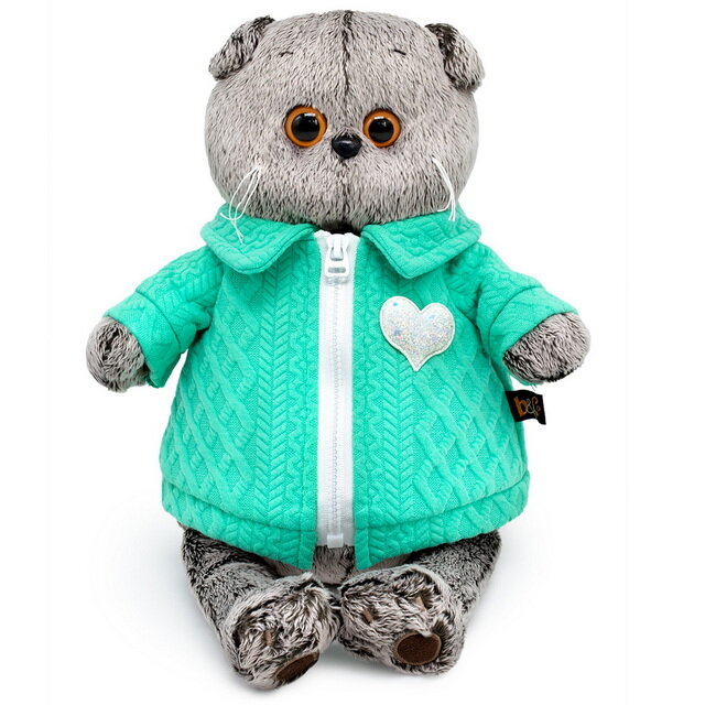 Мягкая игрушка Кот Басик в куртке с сердечком 22 см, Budi Basa, Ks22-267