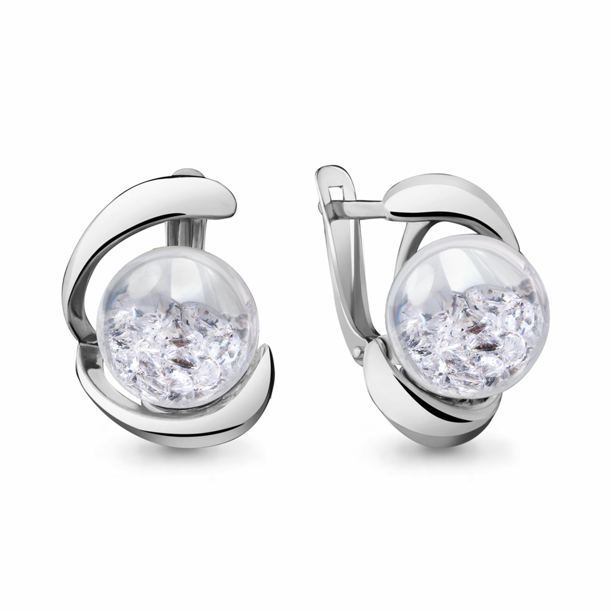 Серьги, серебро, 925 проба, родирование, кристалл