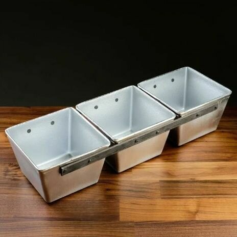 Форма для выпечки хлеба квадратная 3Л 14,5х14,5х10см 3-х секционная литой алюминий