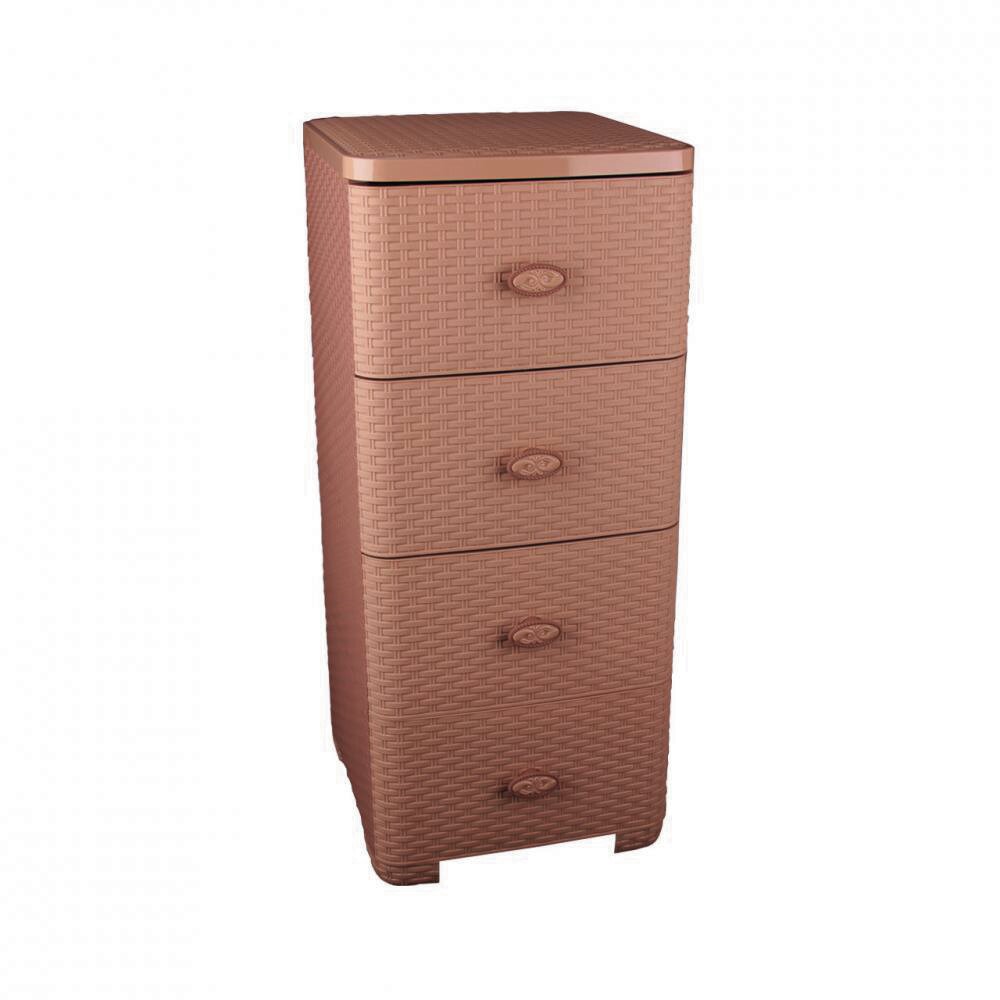 Комод универсальный плетенка 4-х секционный (какао) Альтернатива