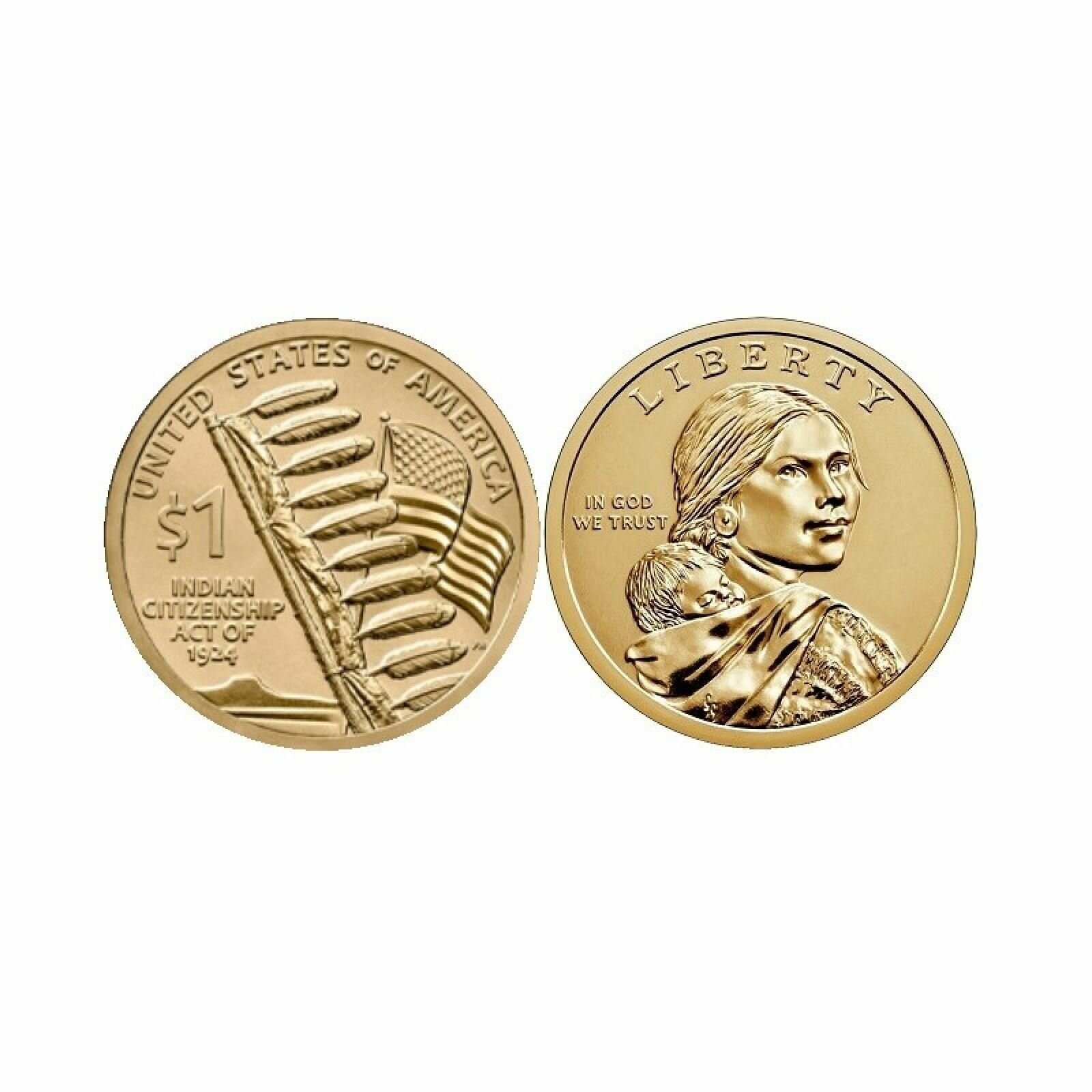 1 доллар США 2024 г. Сакагавея. Закон о гражданстве индейцев P
