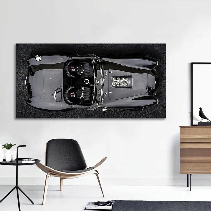 Постер авто, ретро автомобиль, "Автомобиль вид сверху" 40х80 см.