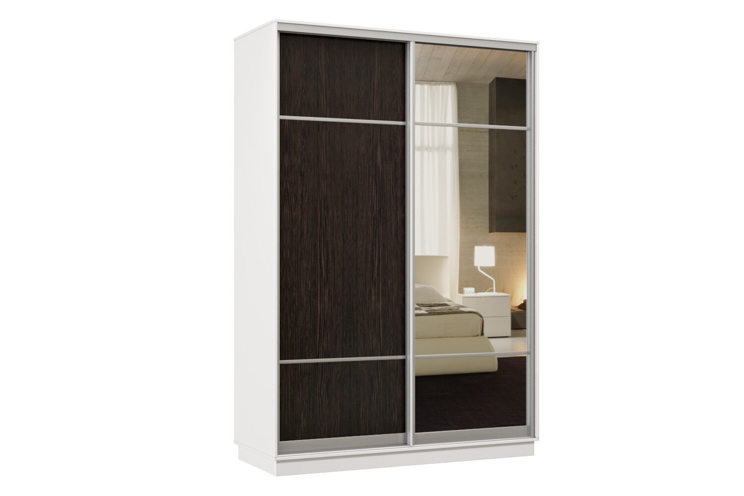 Шкаф-купе "САКУРА-2" 160-45-220 см, с зеркалом, Цвет ЛДСП Белый-Венге