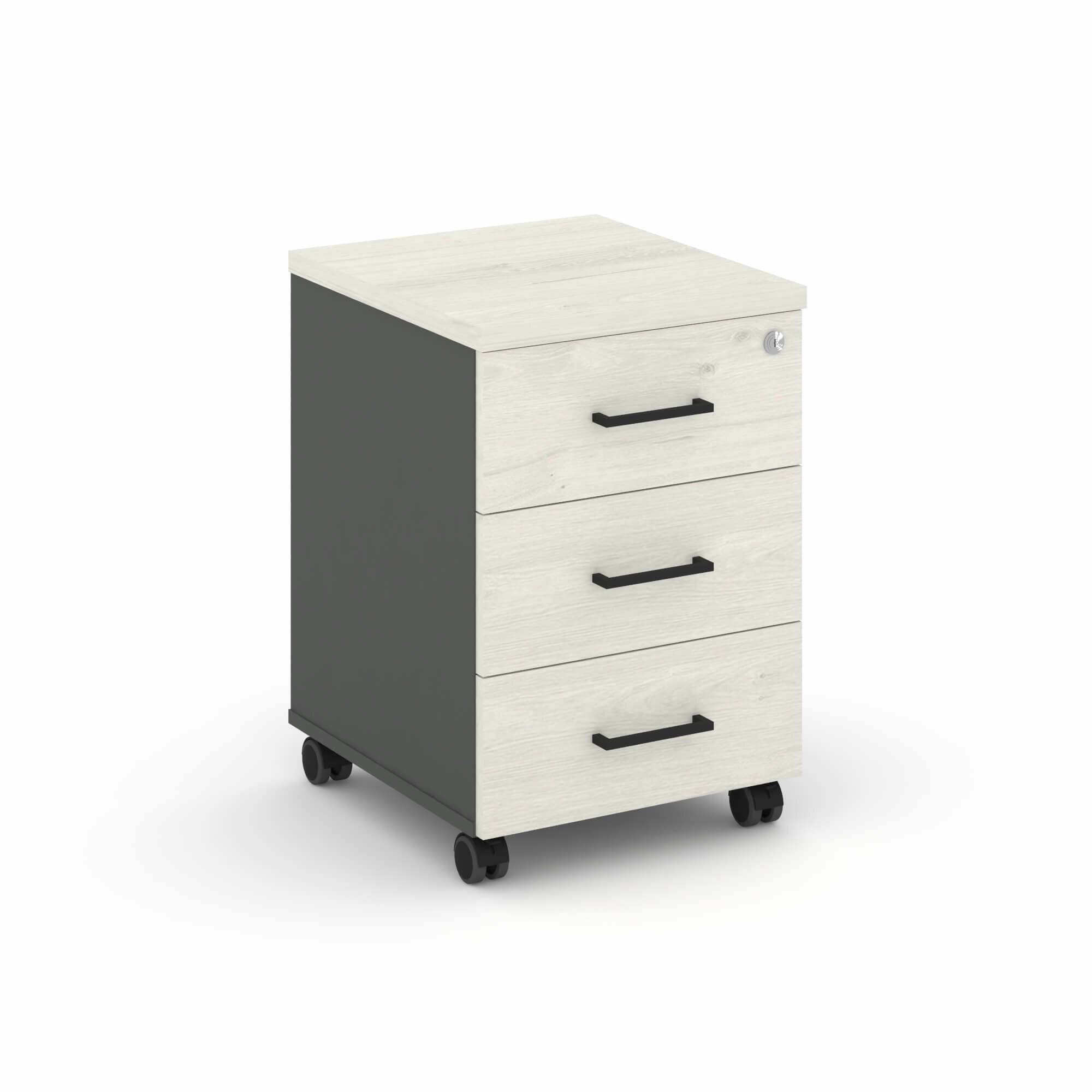 Тумба мобильная 3 ящика Style Project Riva SN. TM-002 Антрацит NEW/Дуб Наварра 416*460*611