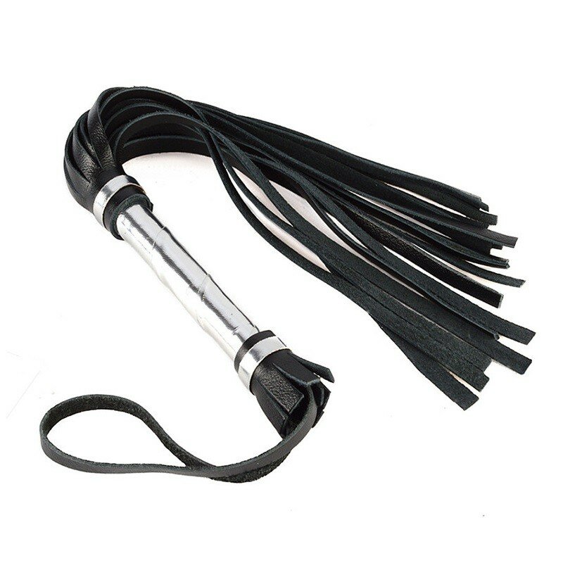 БДСМ-плеть «Sitabella» из натуральной кожи черного цвета, 40 см