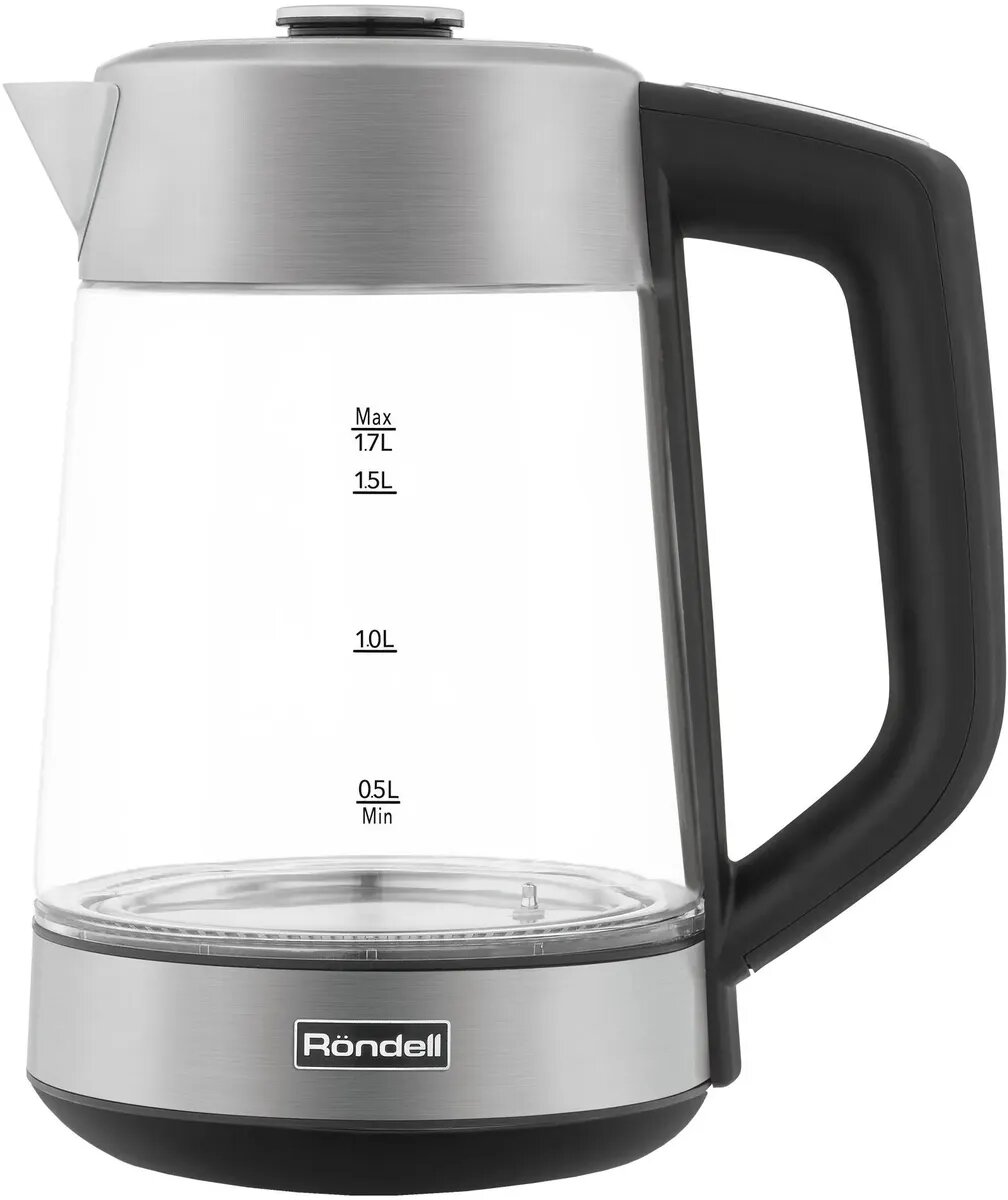 Электрочайник Rondell RDE-1005 нерж. сталь/черный 1.7л 2200Вт стекло/металл