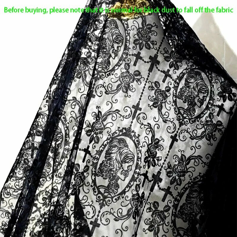 Флокированная черная ткань для пошива, Jaggo, 2 ярда