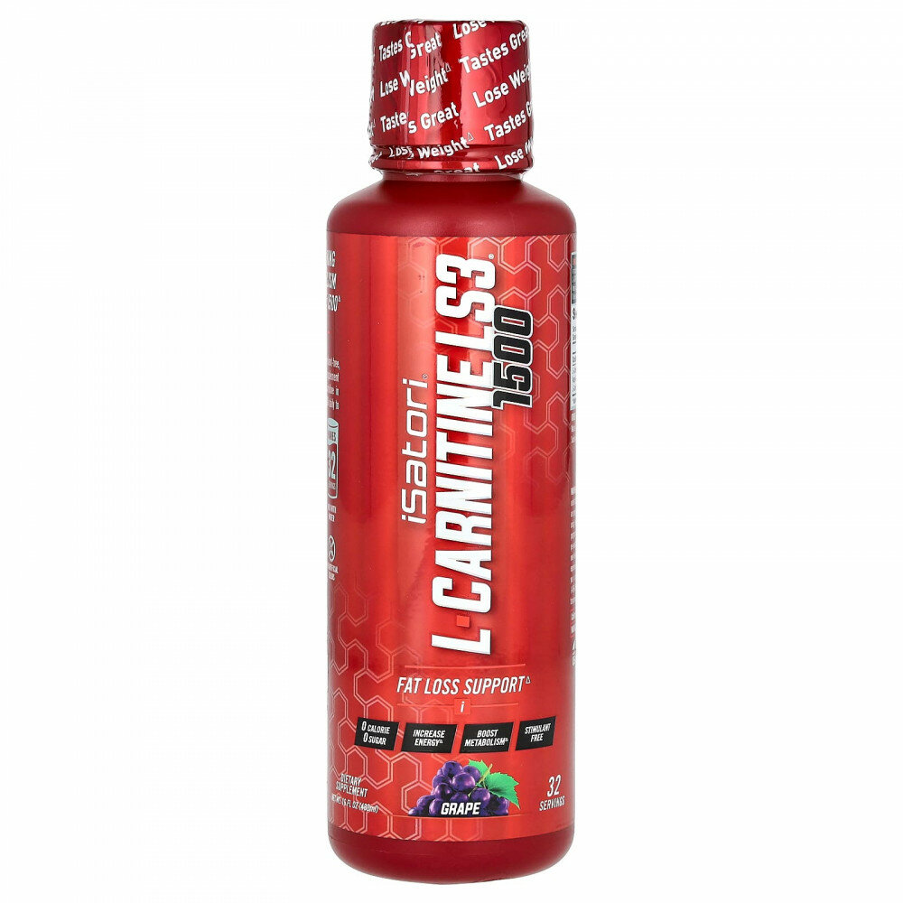 Isatori, L-карнитин LS3 1500, виноград, 1500 мг, 480 мл (16 жидк. Унций)