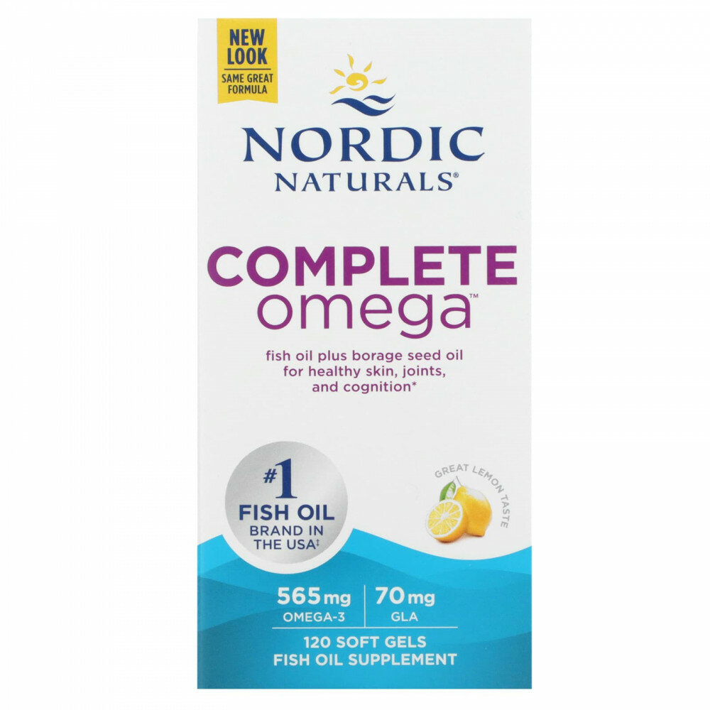 Nordic Naturals, Complete Omega™, со вкусом лимона, 120 капсул