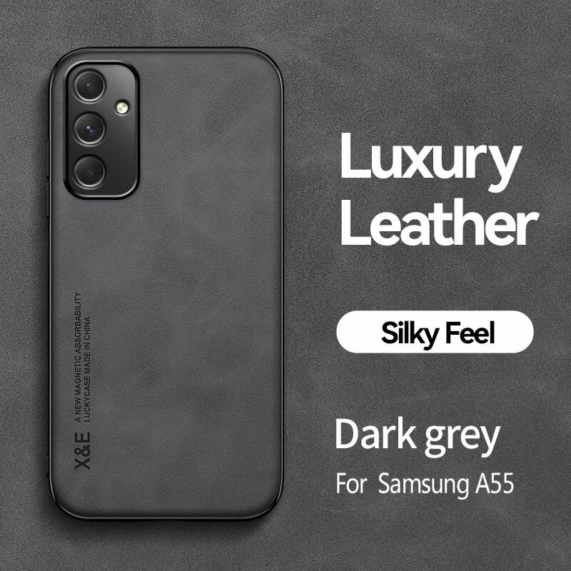 FASNYA Кожаный чехол на Samsung Galaxy A55 5G(Самсунг Галакси A55 5G) с защитой камеры противоударный, ля магнитного авто-держателя