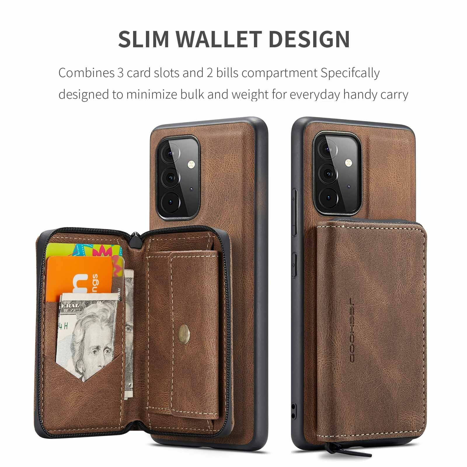 JEEHOOD Тонкий кожаный чехол для Samsung Galaxy A72 / Самсунг Галакси А72 , защитный чехол для телефона, съемный чехол-кошелек с карманом