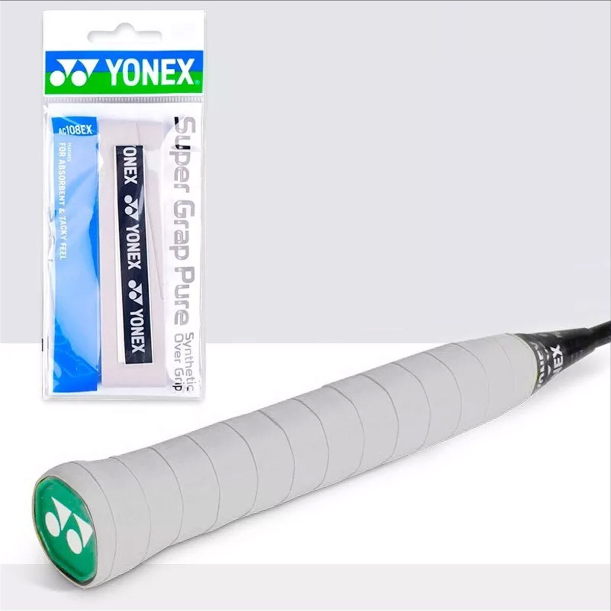 Обмотка для ракетки бадминтон, YONEX SUPER GRAP PURE AC108EX GREY, серая, 1 шт.