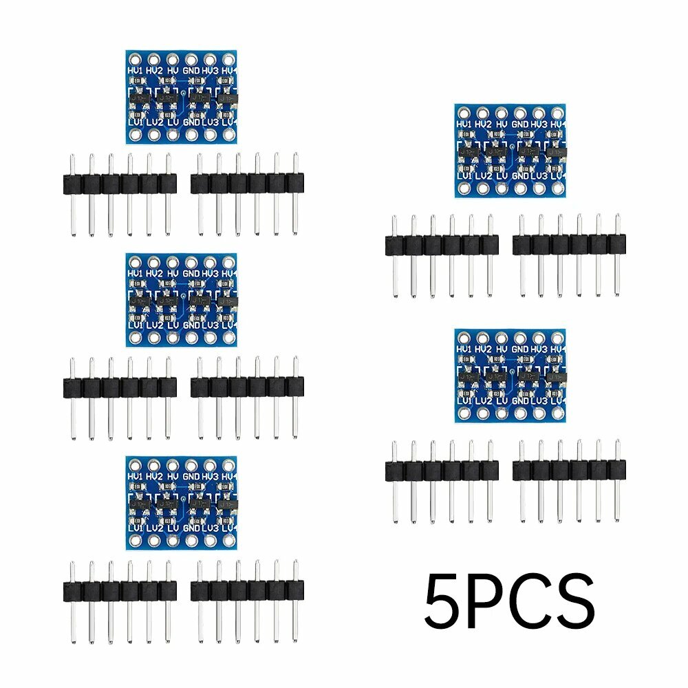 5 шт. 2-канальный преобразователь уровня, сенсорный модуль IIC I2C UART SPI 3,3 В до 5 В, 5 В до 3,3 В, логический переключатель уровня с контактным электронным комплектом