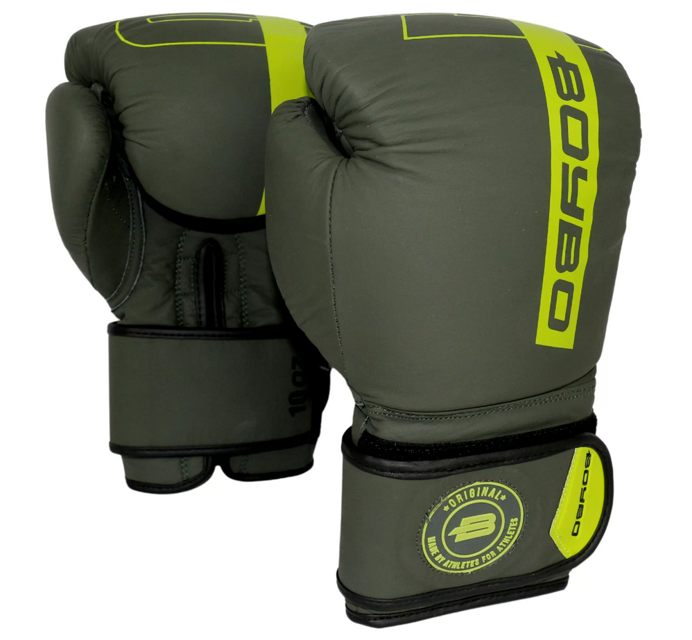 Перчатки боксерские BoyBo Fusion BG-092, серо-зеленый (12oz)
