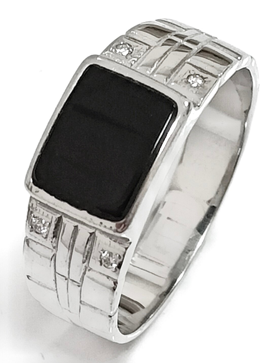 Печатка, серебро, 925 проба, родирование, фианит, оникс