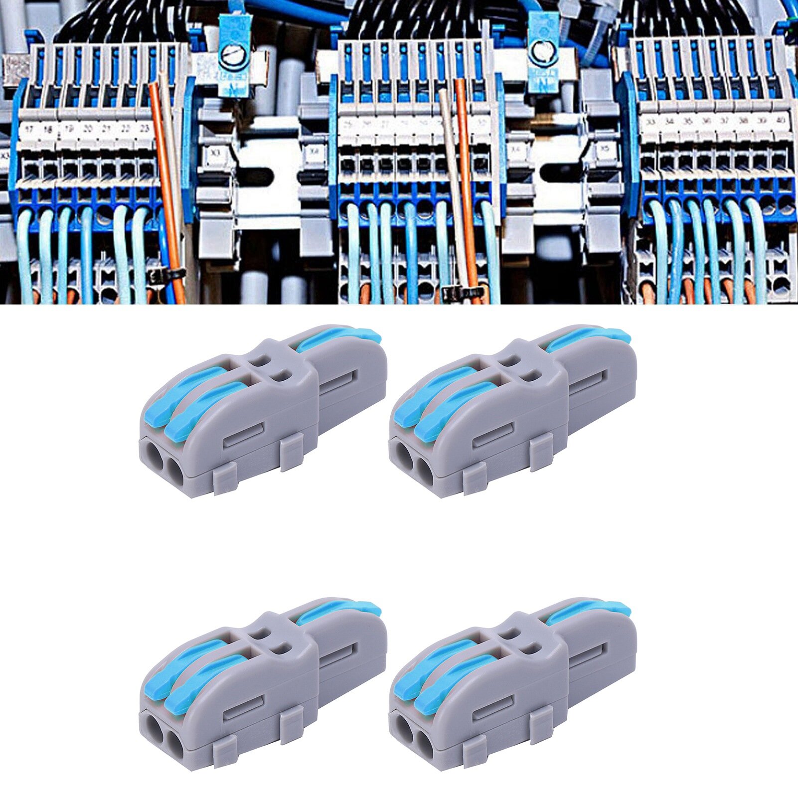 20 шт, быстрый клеммный блок, разъем для проводов 1 в 2, разветвитель проводов TShape PushType SPLF12A (синий)
