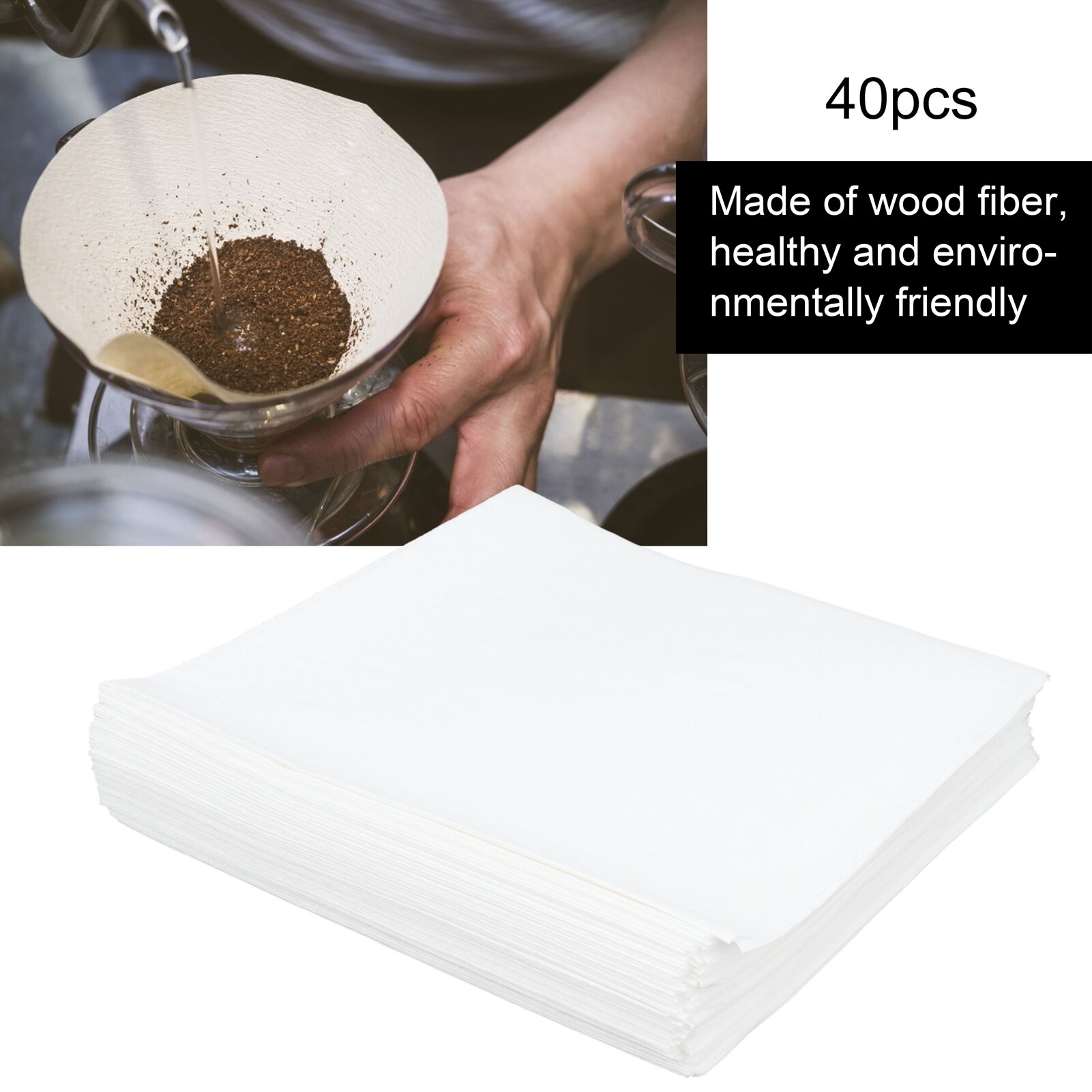 Одноразовая фильтровальная бумага, 40 шт, фильтровальная бумага для кофе из древесного волокна для кофеварки