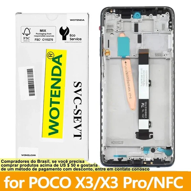 Оригинальные запасные части POCO X3 Pro 6,67 дюйма 120 Гц для Xiaomi POCO X3 NFC X3Pro Black frame