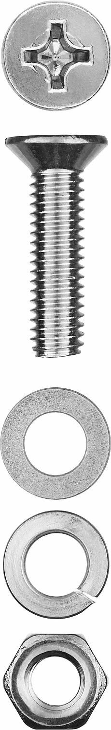 Винт с гайкой и шайбами ЗУБР DIN 965, M5 х 30 мм, цинк, 14 штук 303456-05-030