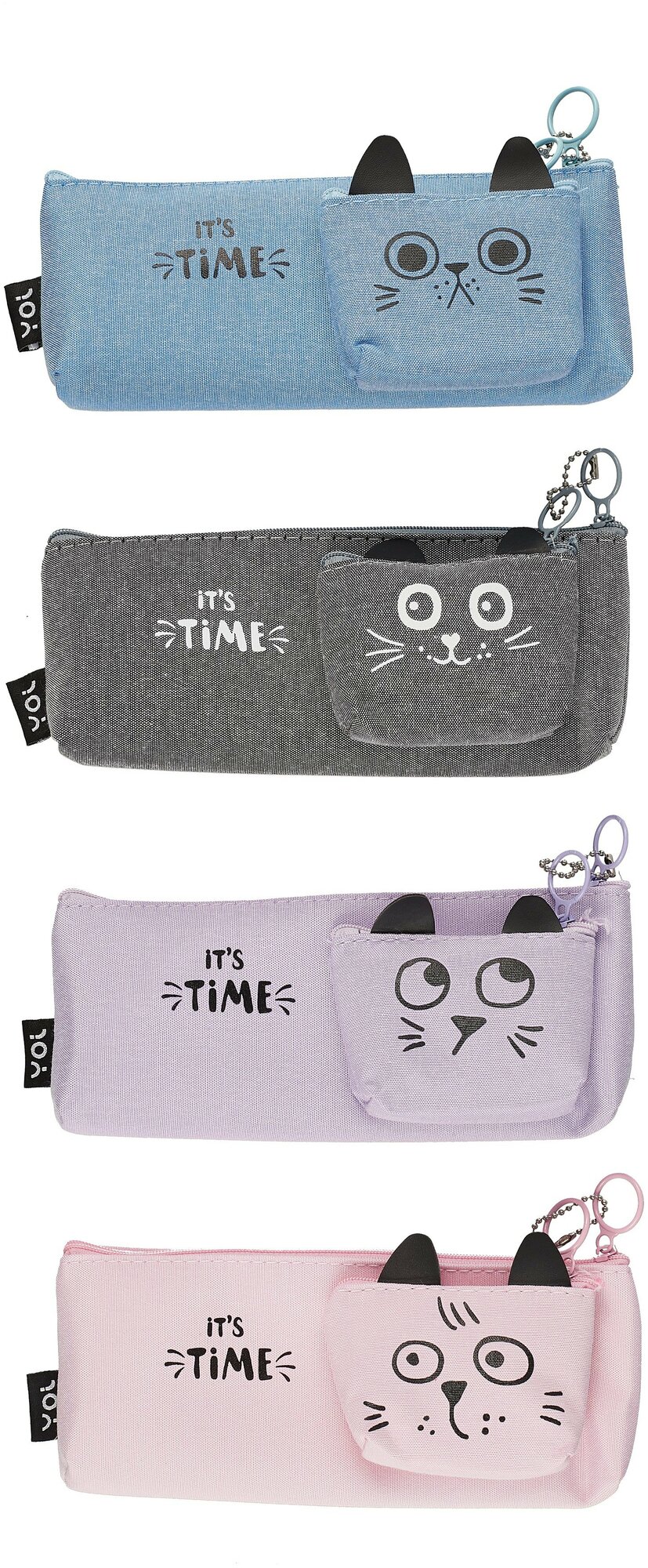 Пенал-косметичка Yoi, It's Time, с кошельком, в ассортименте