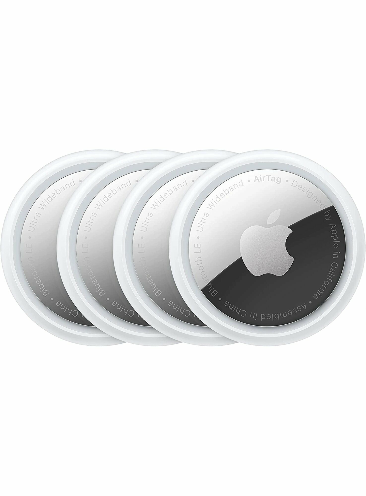 Метка Apple AirTag Оригинал A2187/серебристый белый, 4 штуки, серебристые