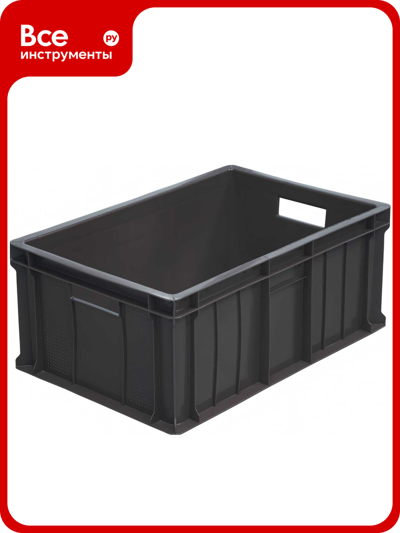 Мясной ящик, п/э, сплошной черный, 600х400х250 Тара. ру 19156, полиэтилена низкого давления