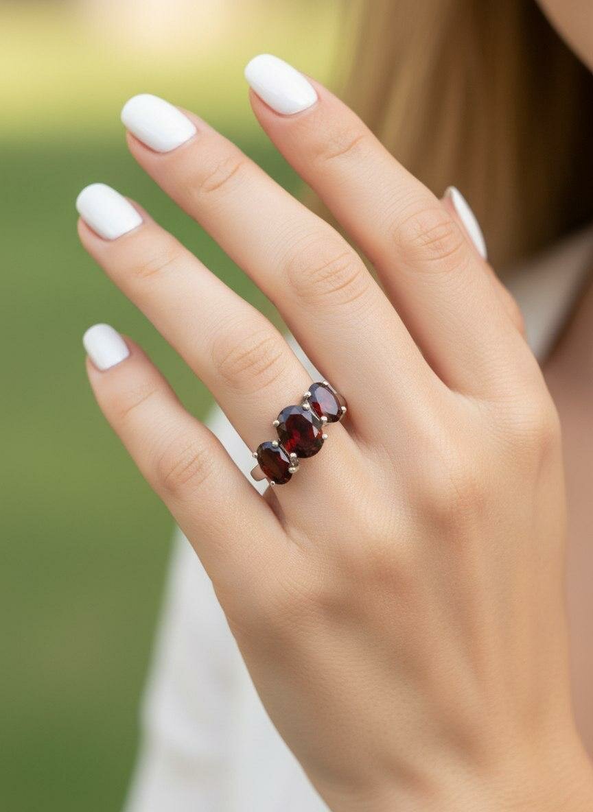 Кольцо дорожка, тонкое, серебро, 925 проба, родирование, гранат