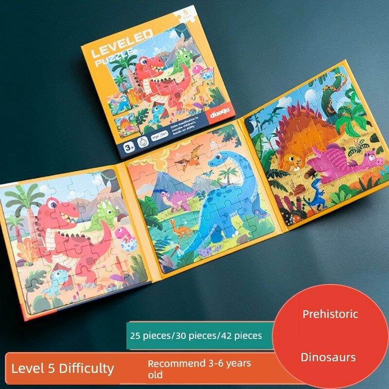 Магнитная головоломка для детей 3-6 лет, 5-й уровень, 1 книга - Динозавры доисторической эпохи обучающая игрушка