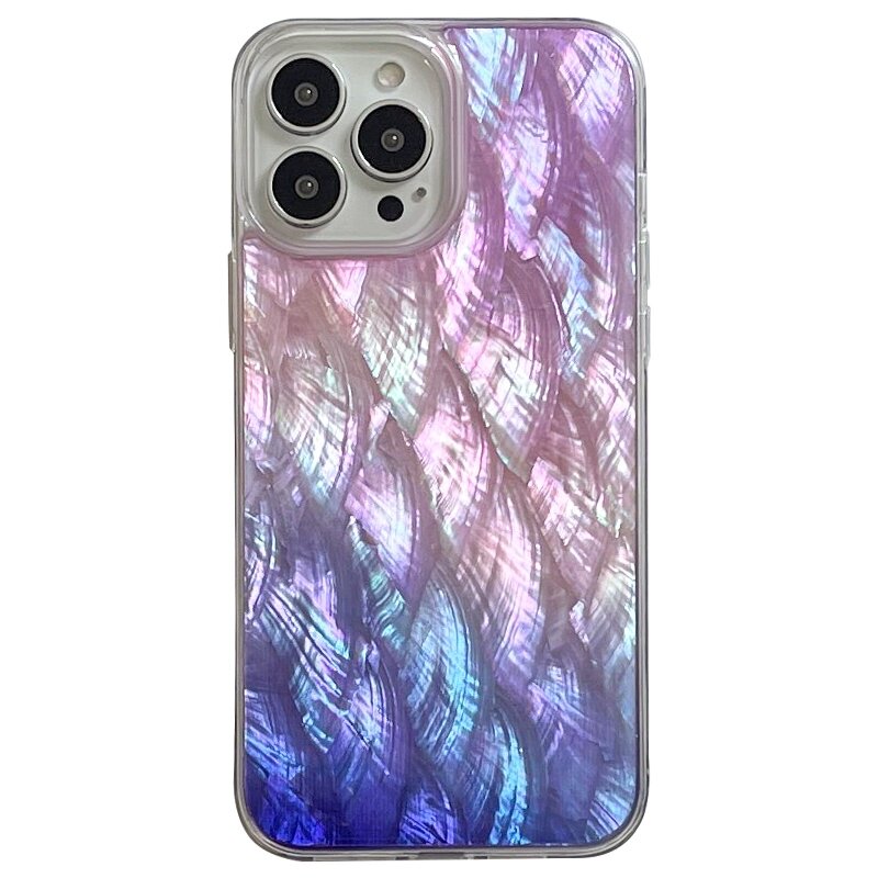 Премиум чехол из натурального жемчуга для iPhone 16 Pro — фиолетовая звездная темнота, полное покрытие, защита от ударов