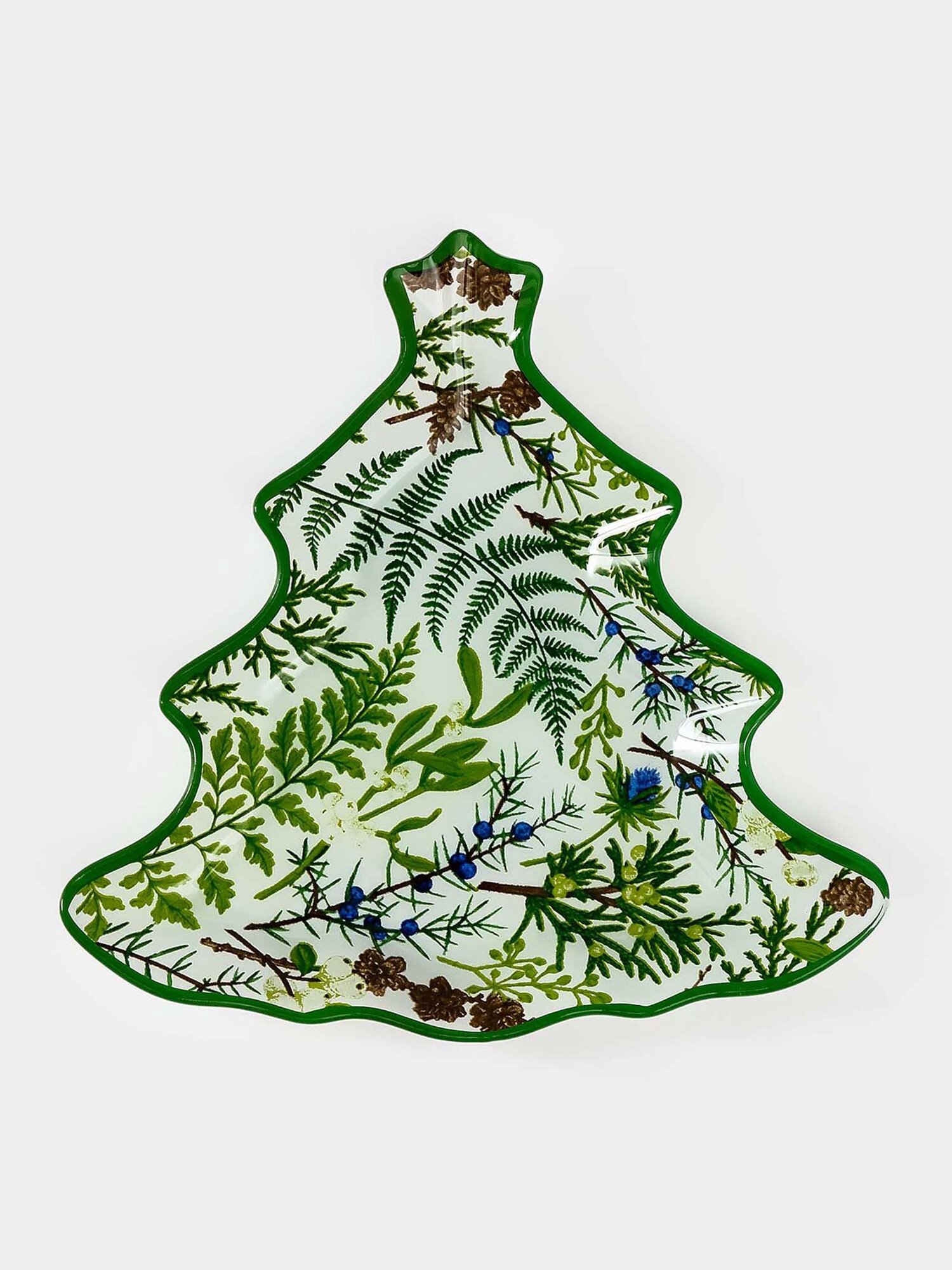 Блюдо сервировочное ёлочка "Еловые ветки" 24,5х24,7х2 см, цвет зеленый