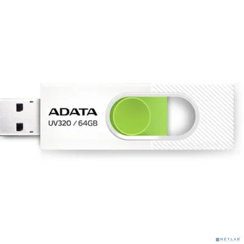A-DATA Flash Drive 64GB UV320, USB 3.2, белый/зеленый