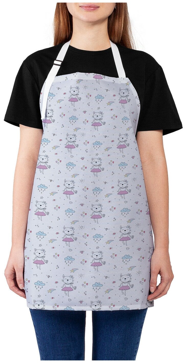 Фартук для кухни тканевый "Кошечка в юбочке" / водоотталкивающий, универсальный размер , JoyArty