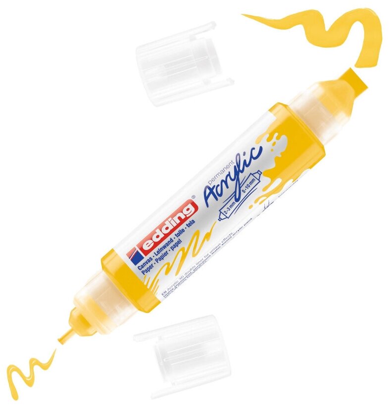 Маркер акриловый двусторонний 3D Edding 5400/905. 2-3, 5-10 мм. Цвет Желтый 1327873