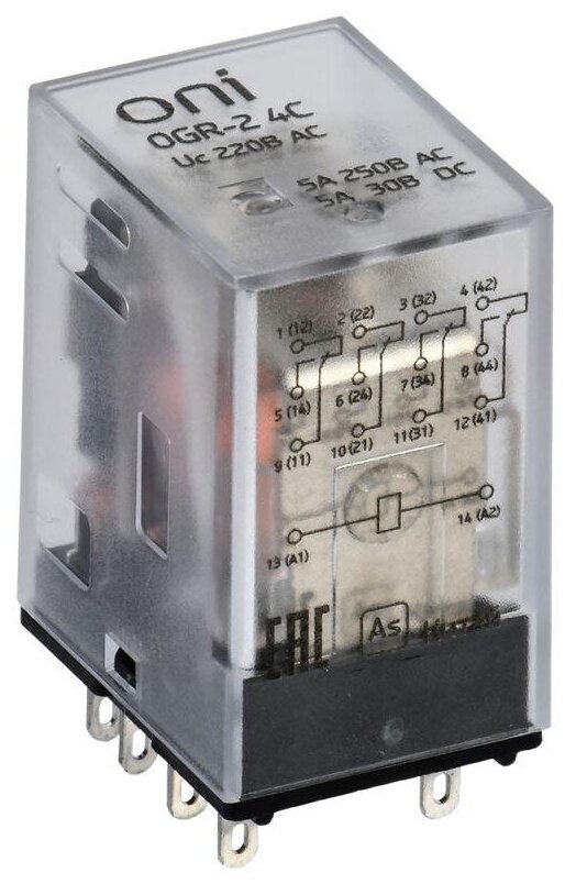 Реле общего назначения OGR-2 4C 220В AC ONI, IEK OGR-2-4C-AC220V (20 шт.)