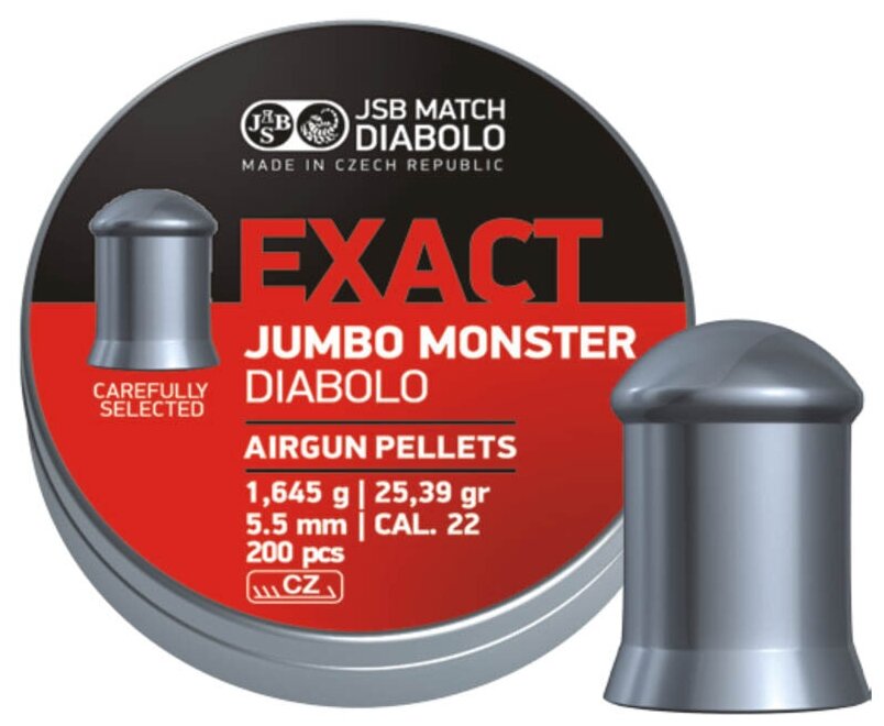 Пули для пневматики JSB Exact Jumbo Monster Diabolo 5,52мм 1,645г (200шт)