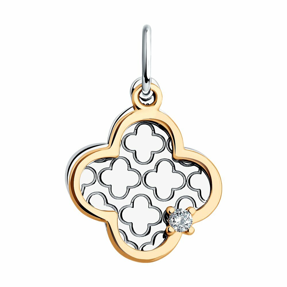 Подвеска, серебро, 925 проба, родирование, фианит