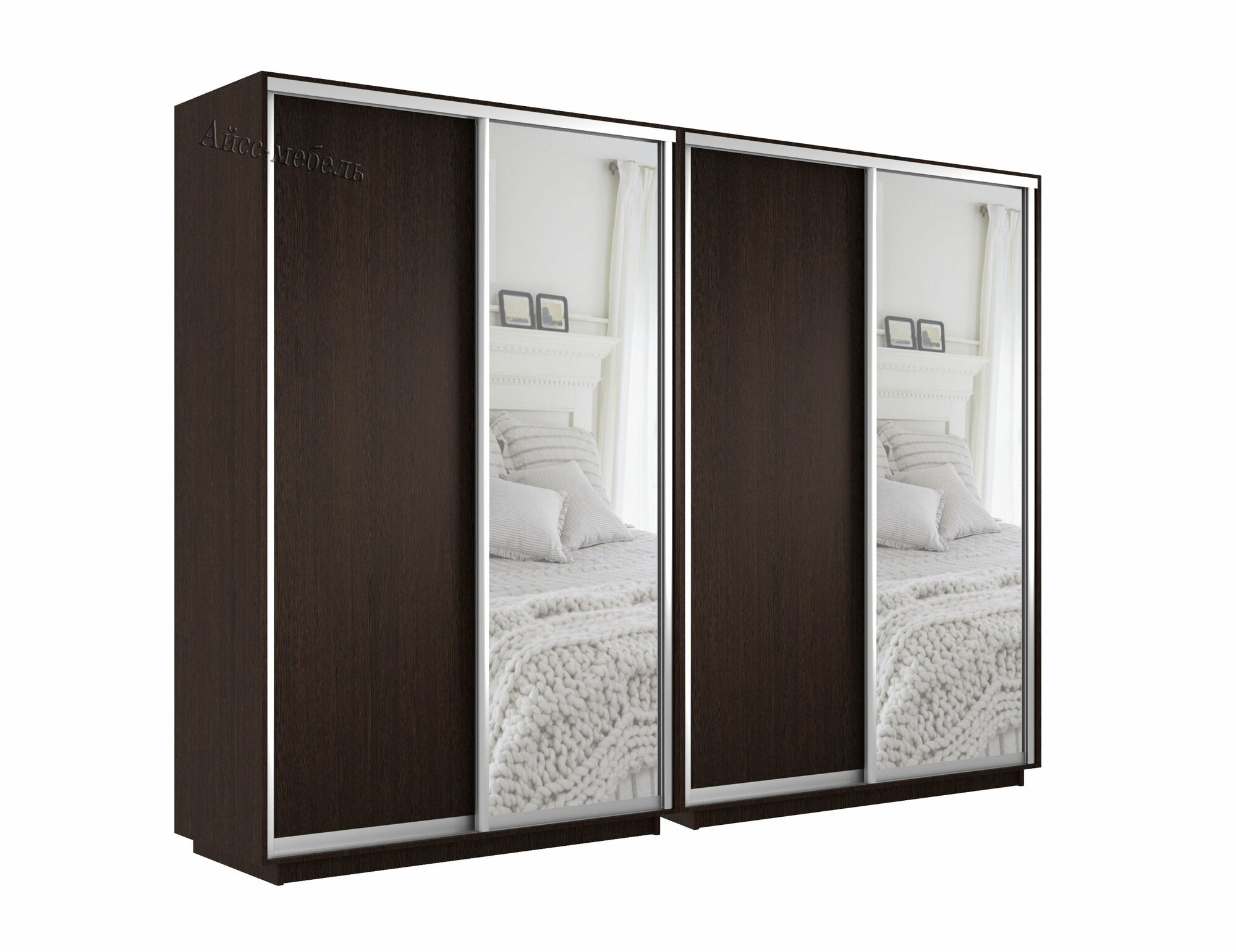 Система из двух шкафов-купе 2,8 Экспресс 4-х дверный 280 х 240 х 45 ЛДСП Зеркало Венге